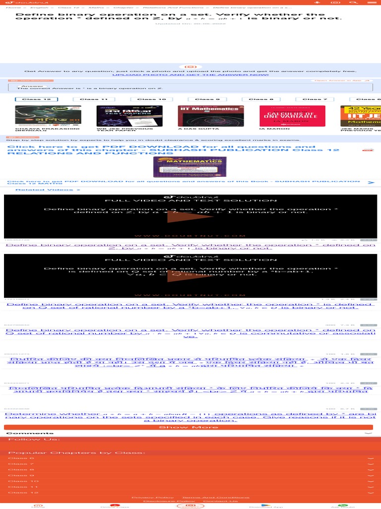 Define Binary Operation On A Set Verify Whether The Operation Defined On Z By A B Ab 1 Is