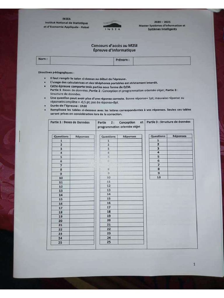 INSEA Concours 2020 | PDF