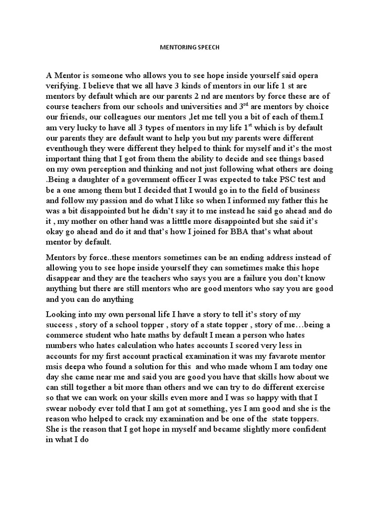 MENTORING SPEECH | PDF