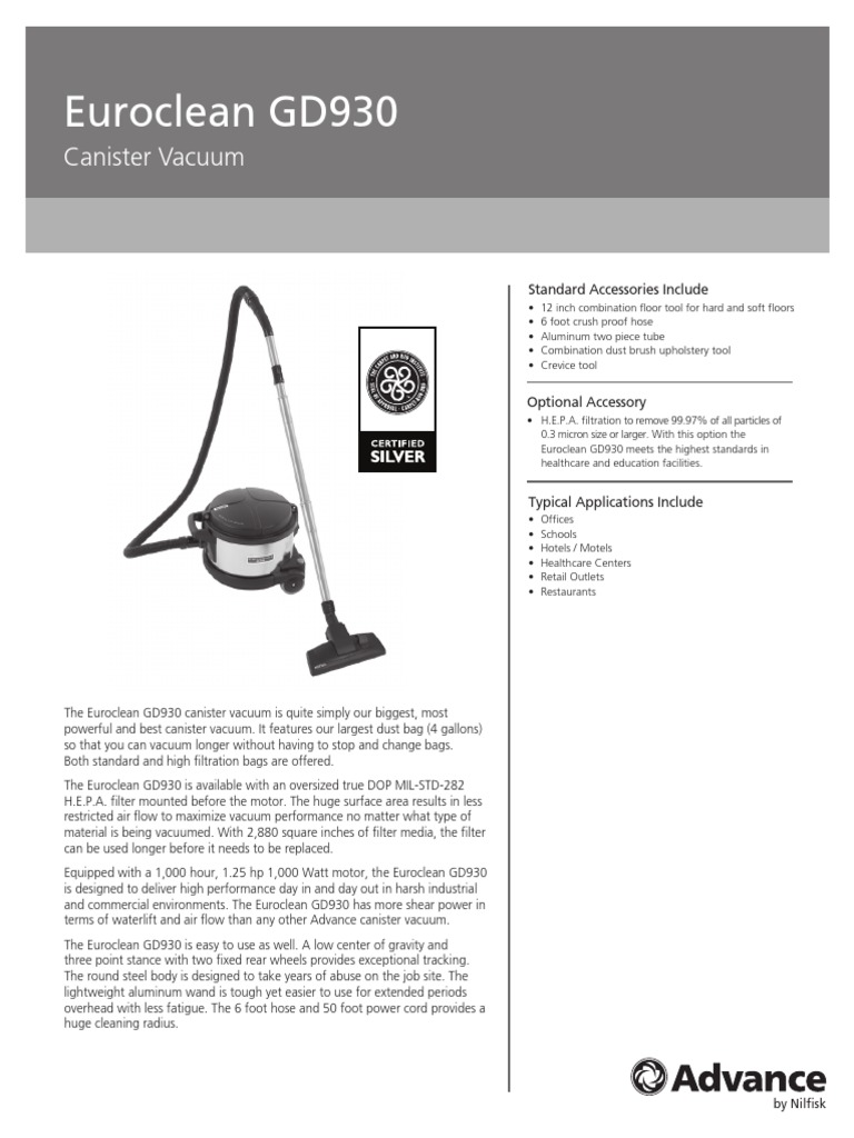 MANUAL Euroclean-GD930 | Download Free PDF | Vacuum Cleaner | Filtration