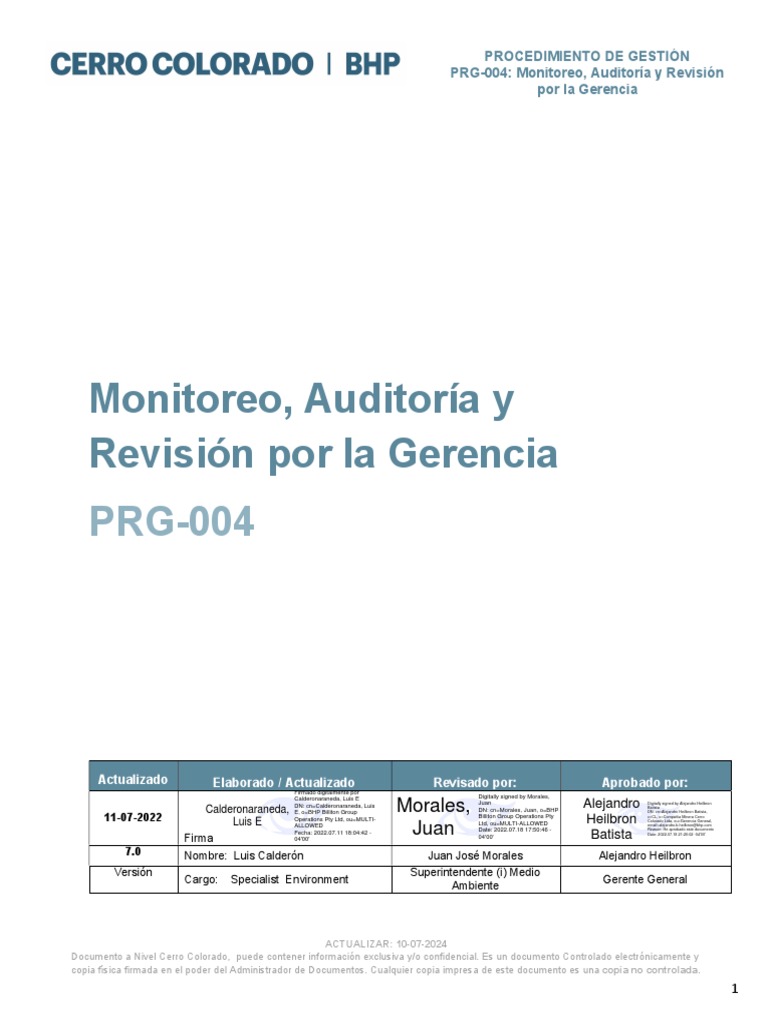 Procedimiento para el Monitoreo, Auditoría y Revisión del Sistema de ...