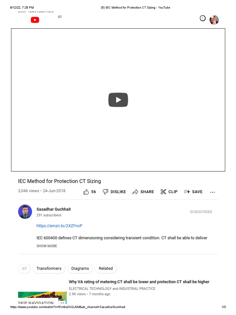 IEC Method For Protection CT Sizing - YouTube | PDF | Electrical ...
