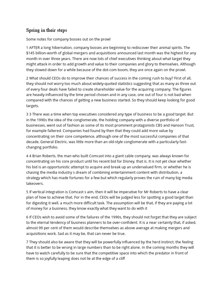 Spring in Their Steps | PDF | Conglomerate (Company) | Comcast
