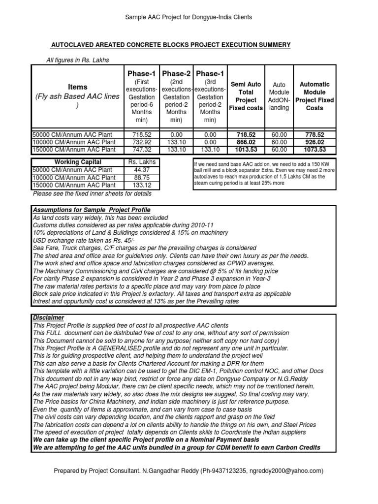 AAC Sample Project Profile Universal-Ver-2 | Depreciation | Interest ...