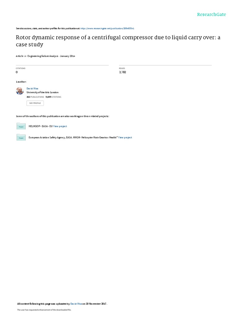 Rotor Dynamic Response of A Centrifugal Compressor Due To Liquid Carry ...