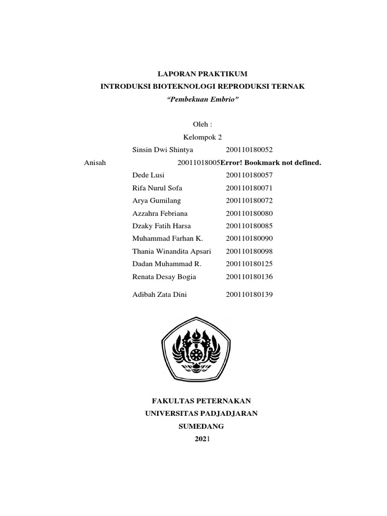A2 - Laporan Praktikum Pembekuan Embrio | PDF
