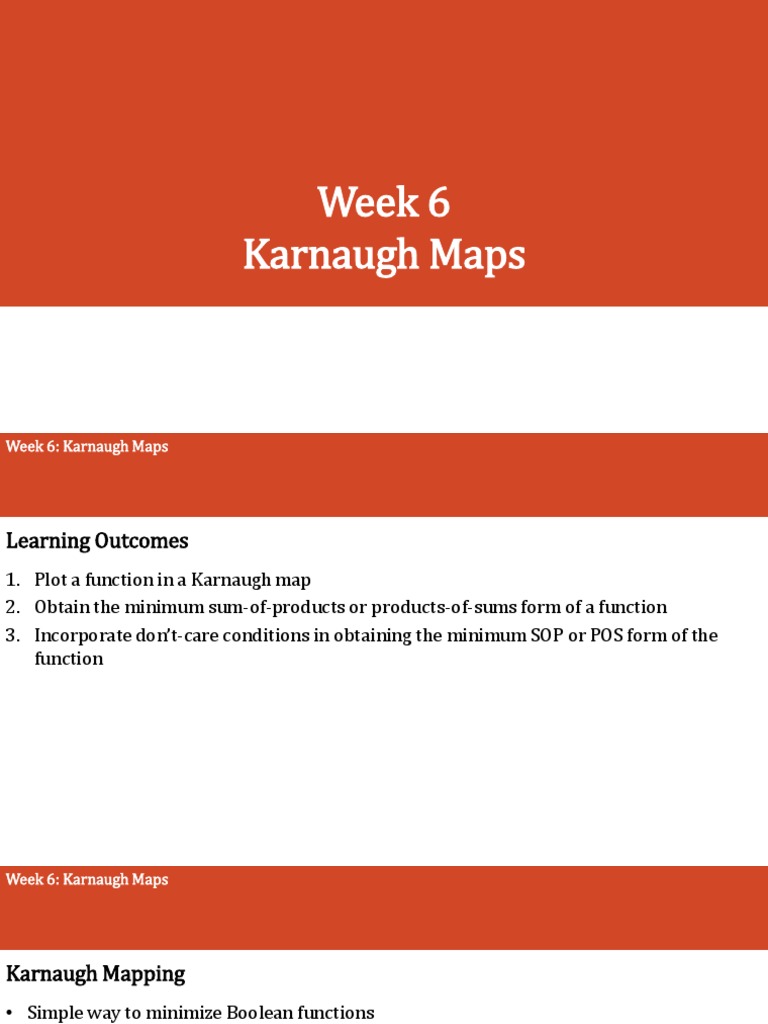 Week 6 - Module 5 Karnaugh Maps - PPT | PDF | Mathematics | Theory Of Computation