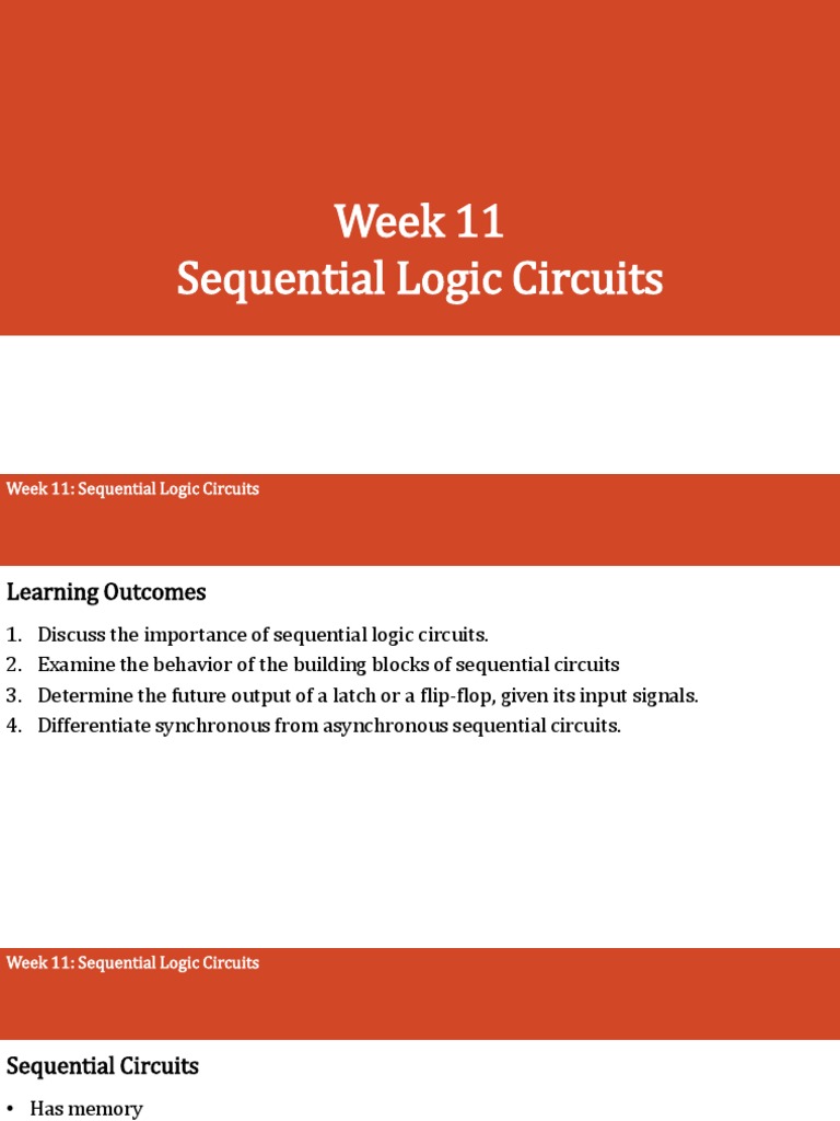 Week 11 - Module 9 Sequential Logic Circuits | PDF | Electrical Circuits | Digital Electronics