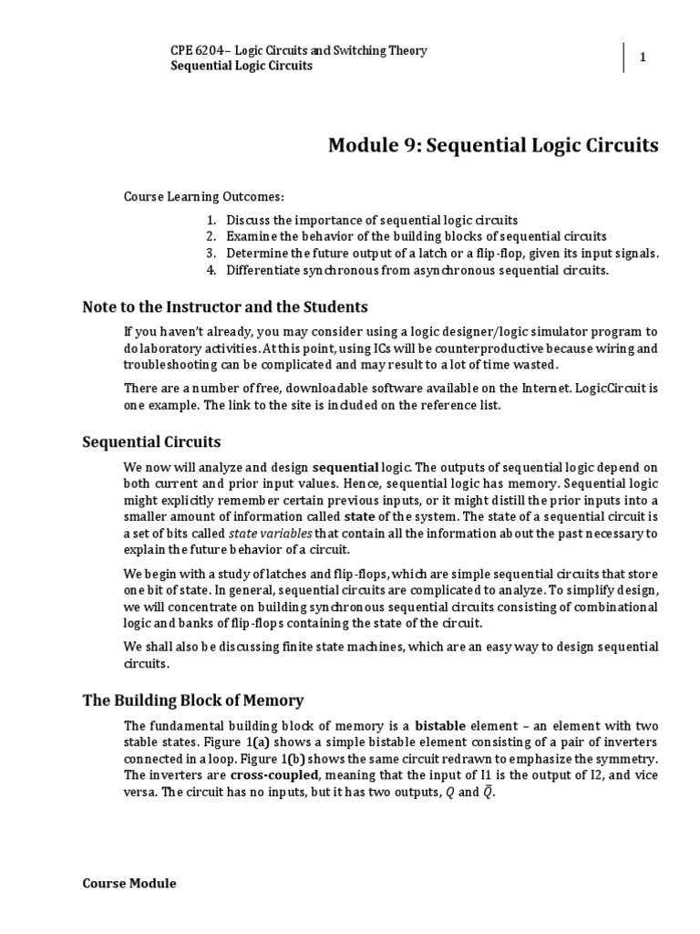 Week 11 - Module 9 Sequential Logic Circuits | PDF | Logic Gate | Electronic Circuits