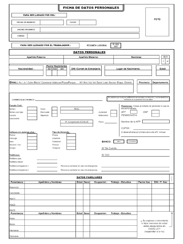 Ficha Datos Personales | PDF