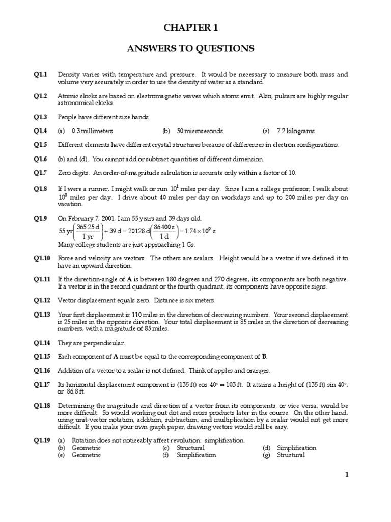 Answers To Questions | PDF | Euclidean Vector | Trigonometric Functions