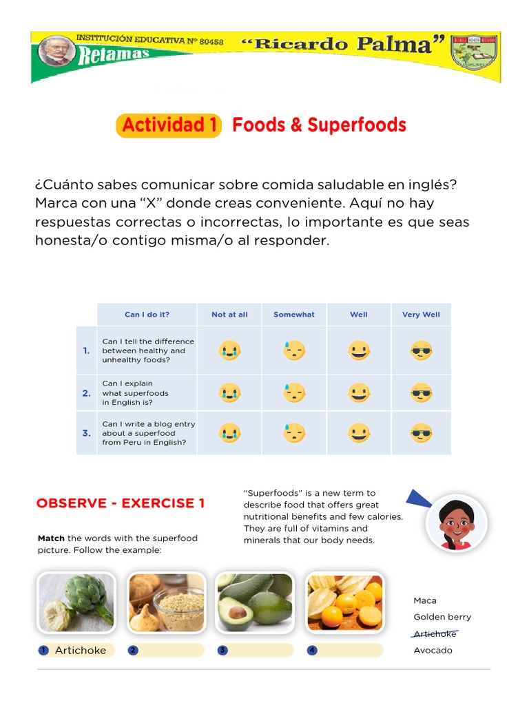 Actividad 1 Foods & Superfoods: Observe - Exercise 1 | Download Free ...