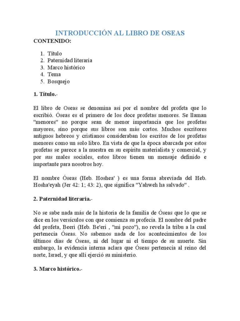 Introducción Al Libro de Oseas | PDF | El antiguo Israel y Judá ...