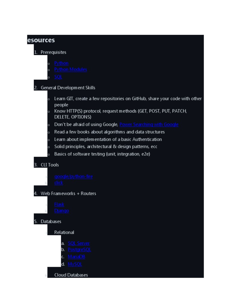Esources: Python Python Modules SQL | PDF | Hypertext Transfer Protocol ...