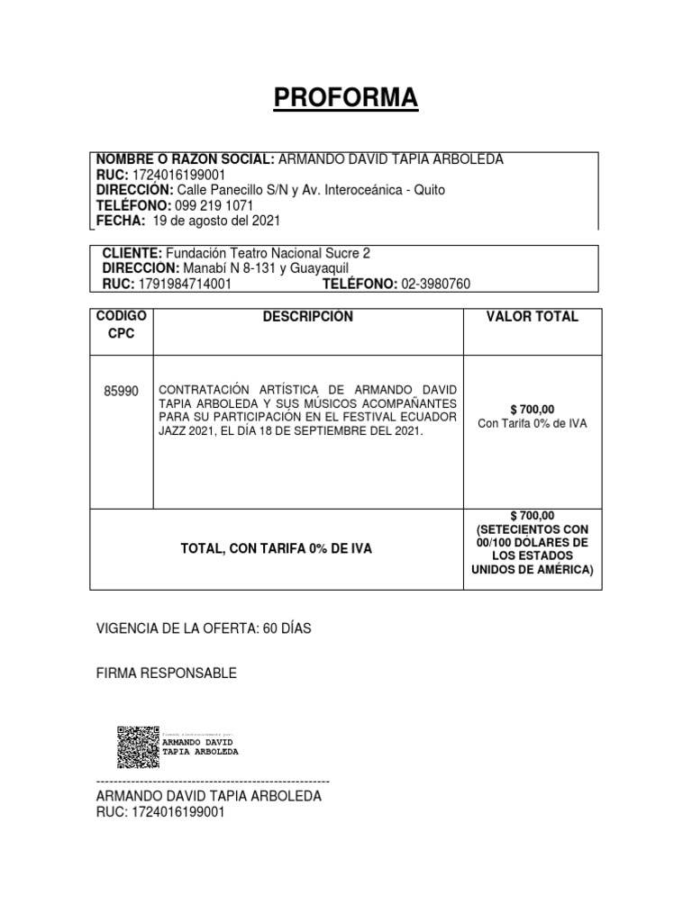 PROFORMA 1-Signed | PDF