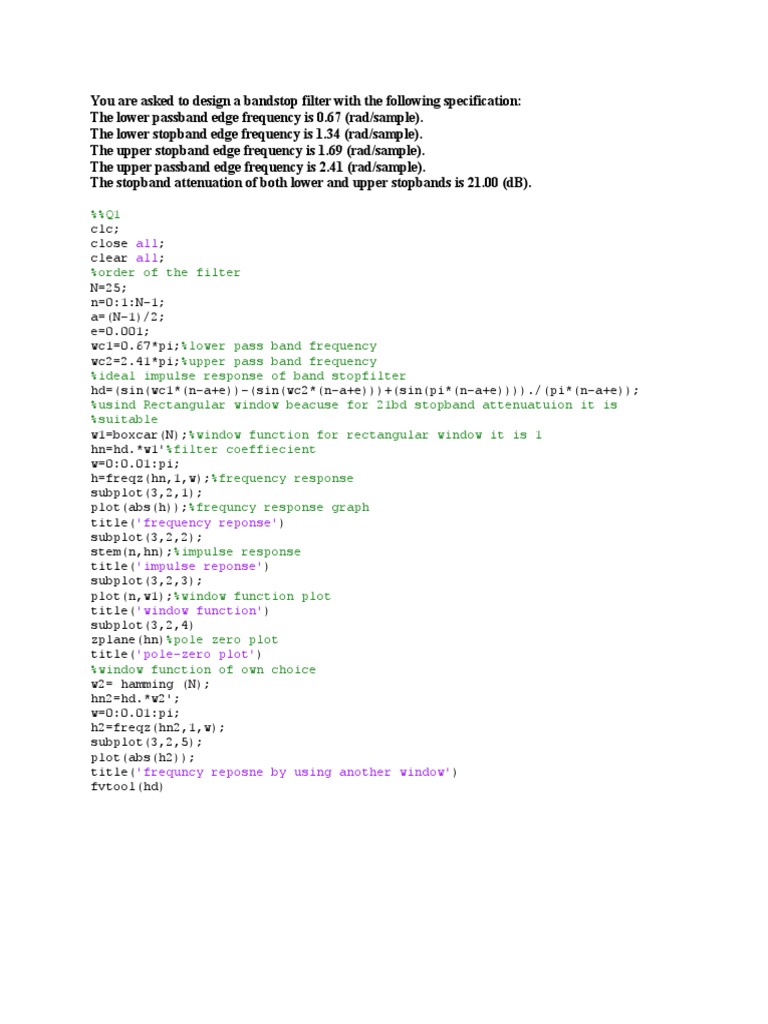 Filter Design | PDF | Electronics | Telecommunications