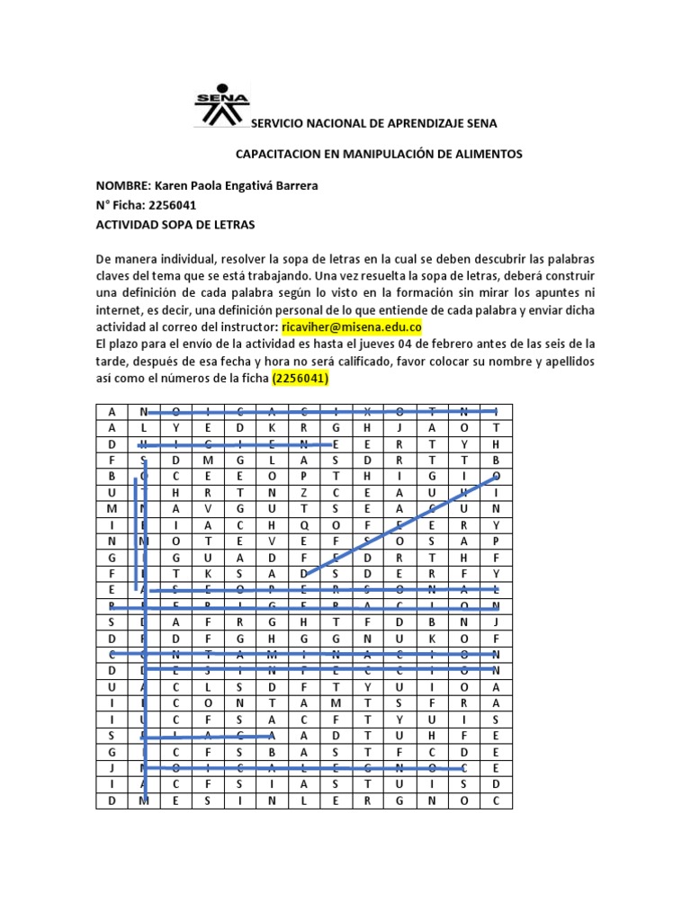 Sopa de Letras Manipulación de Alimentos | PDF | Alimentos | Residuos