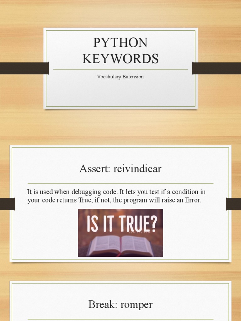 PYTHON Keywords Explanation | PDF | Computers