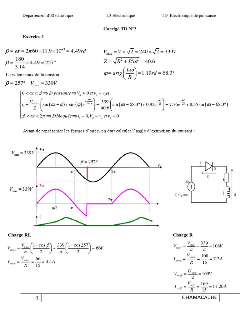 Solution TD2 Electronique de Puissance | PDF | Électromagnétisme | Électrotechnique