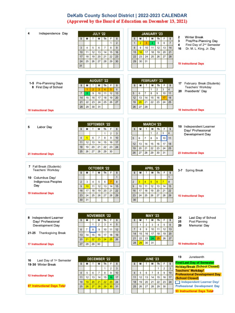 DCSD 2022 23 Boe Approved Calendar | PDF | Public Services | Social ...