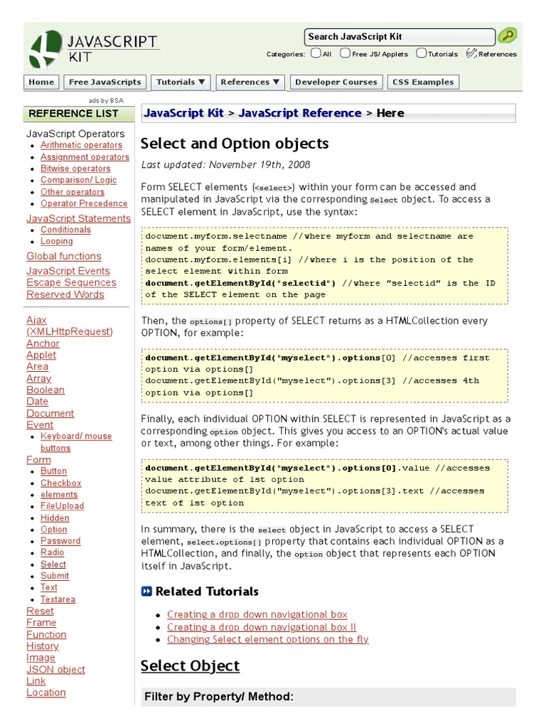 Navigating Javascript Select Objects A Comprehensive Reference To Accessing And Manipulating 6197