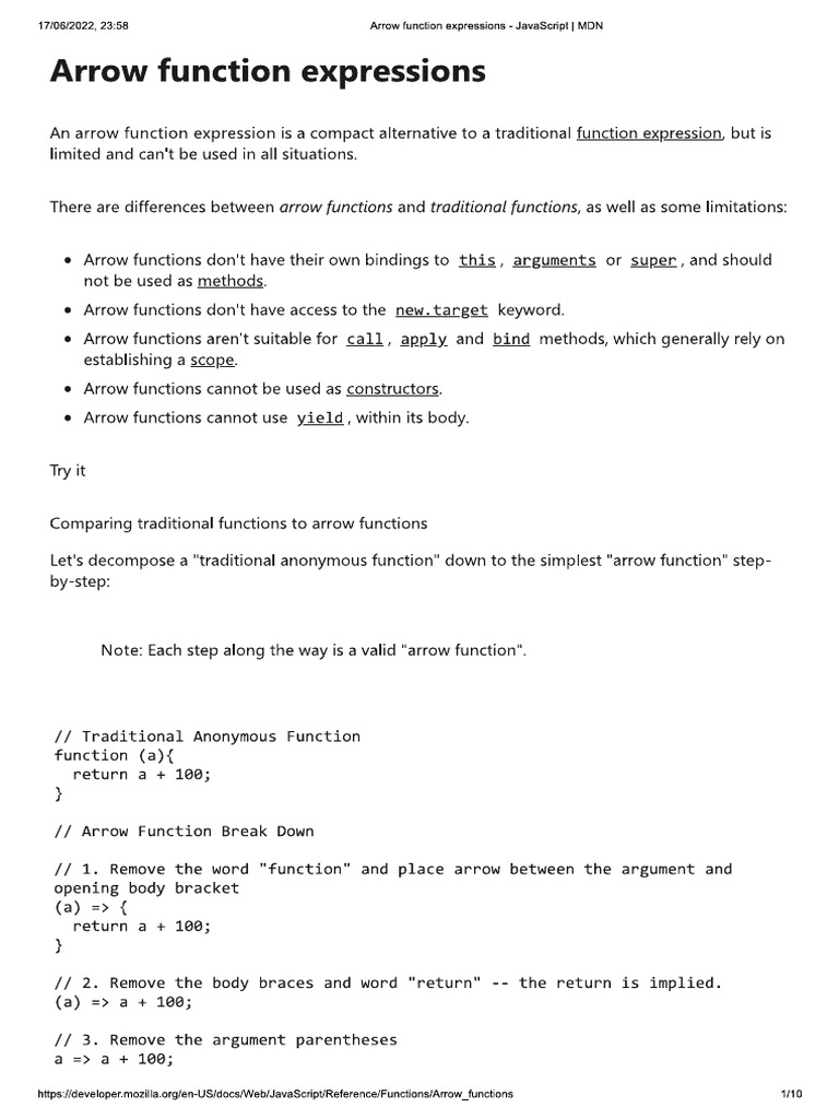 Arrow Functions | PDF
