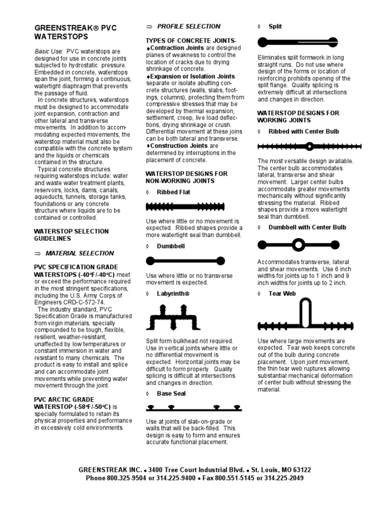 PVC Waterstop Design Guide | PDF | Thermal Expansion | Concrete