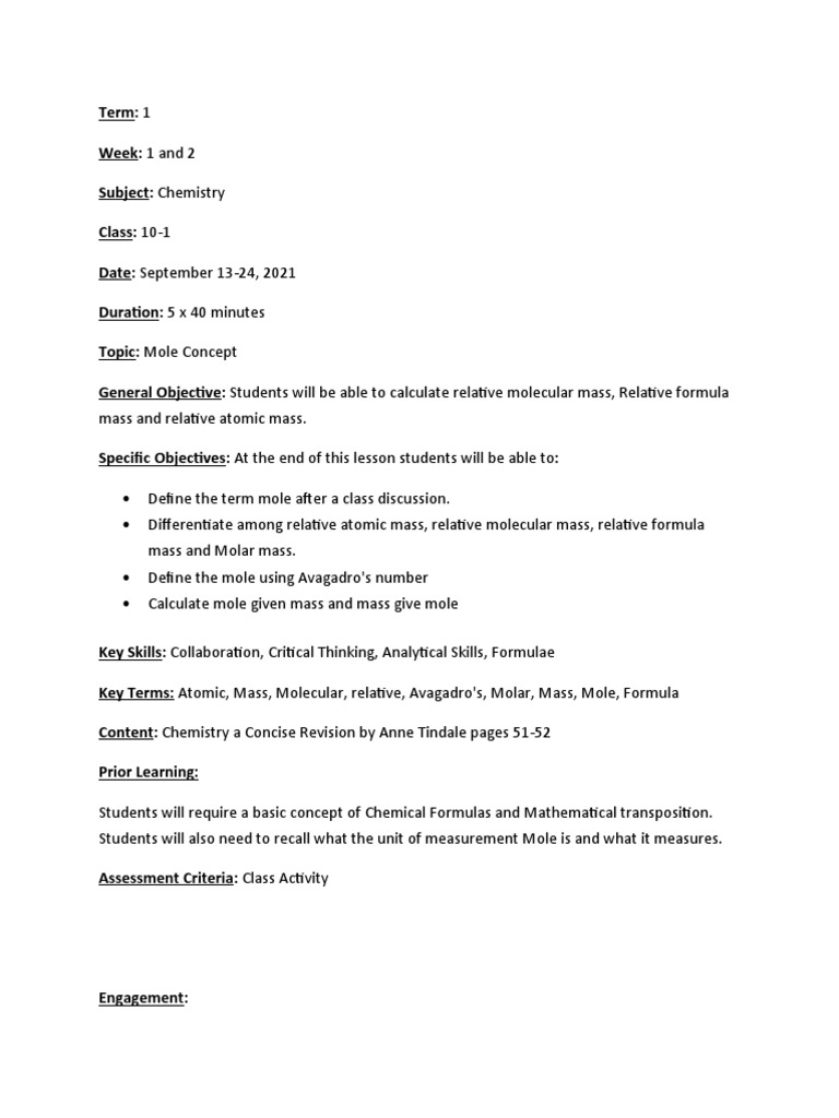 Grade 10 Chemistry Lesson | PDF