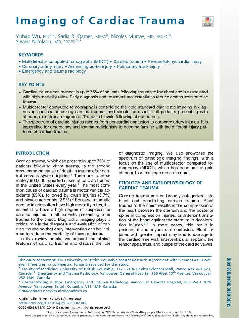 Imaging of Cardiac Trauma | PDF | Heart | Heart Valve