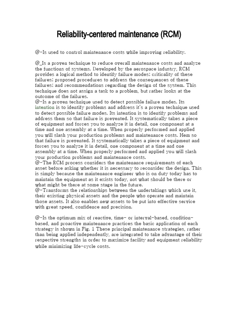 RCM XXX | PDF | Reliability Engineering | System