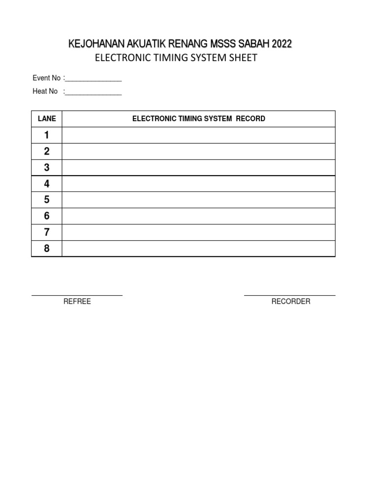 Electronic Timing System Sheet | PDF