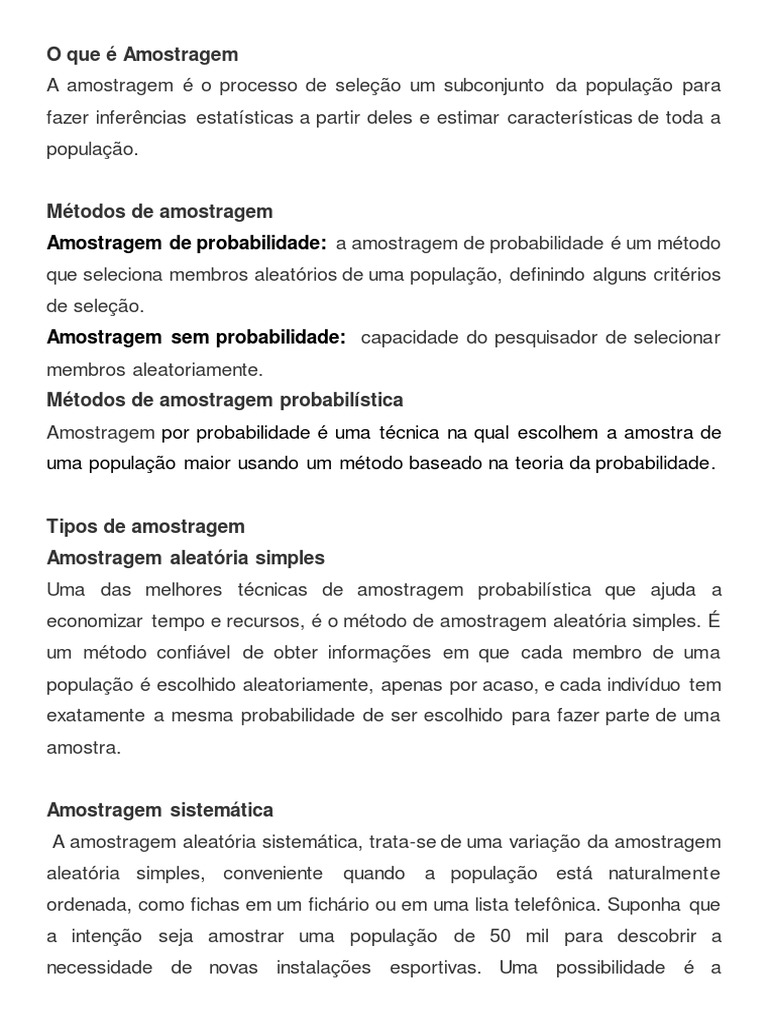 Métodos de Amostragem: Uma Introdução Aos Principais Tipos e Técnicas ...