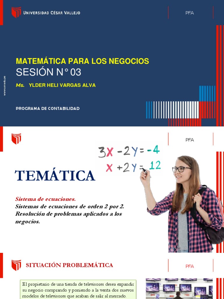 PPT - Sesión 03 - Sistema de Ecuaciones. Sistemas de Ecuaciones de ...