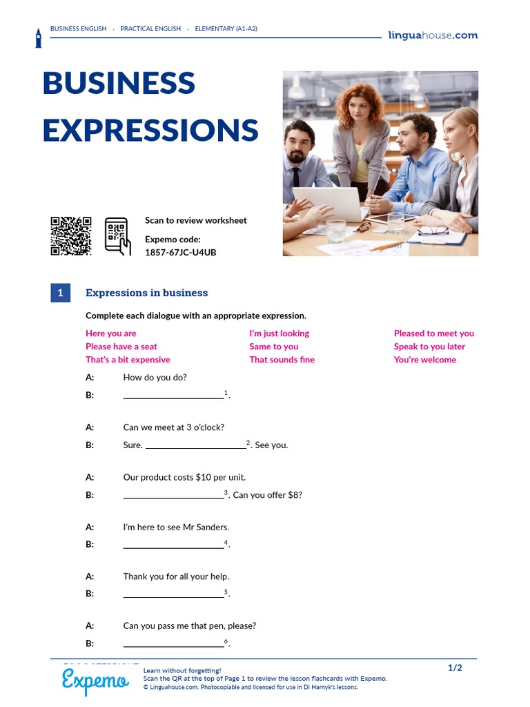 A1 A2 - Business Expressions British English Student Ver2 | PDF
