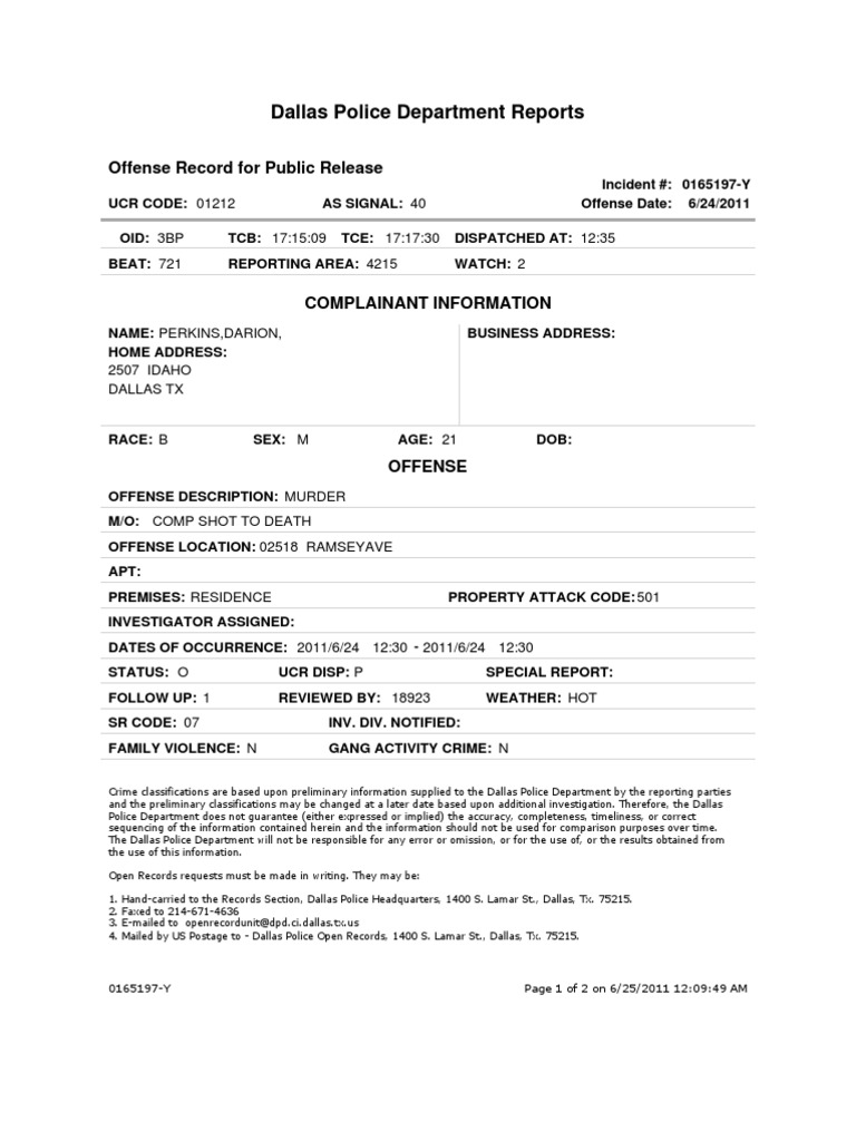 Darion Perkins Homicide | PDF | Violence | Criminal Justice