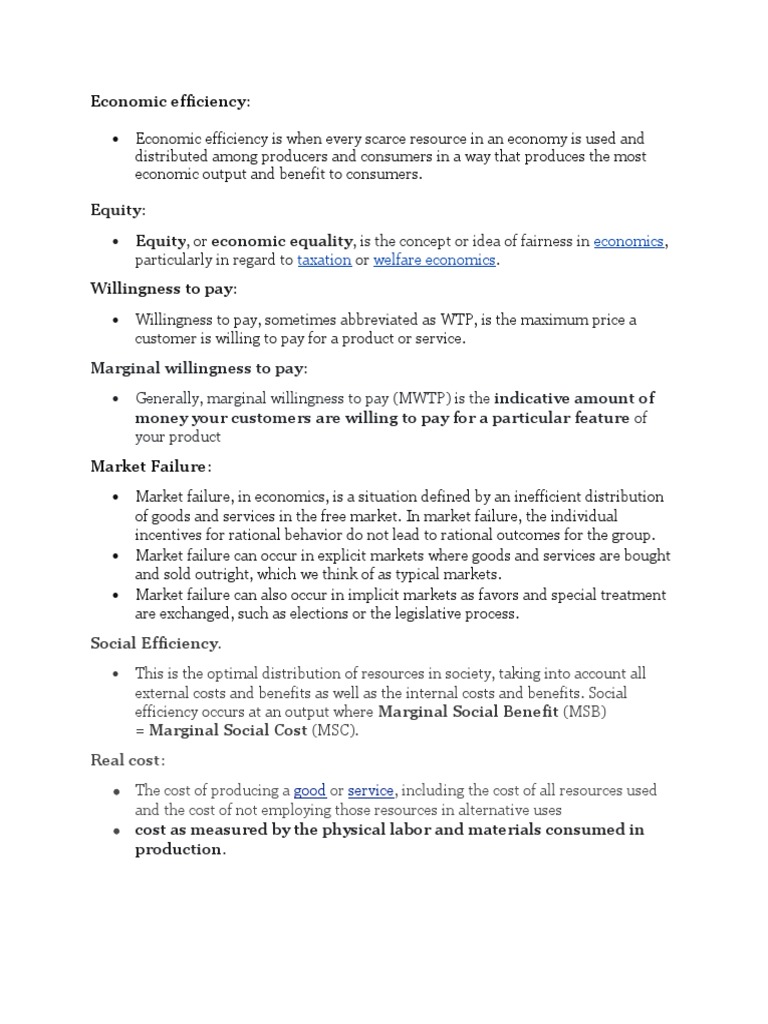 Key Economic Concepts Explained | PDF | Economics | Market Failure