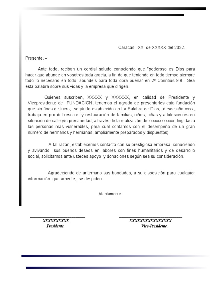 Plantilla SOLICITUD DE DONACION | PDF