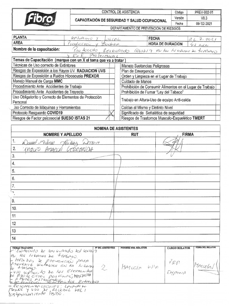 Protocolo de Resguardo COVID19 en Los Lugares de Trabajo | PDF