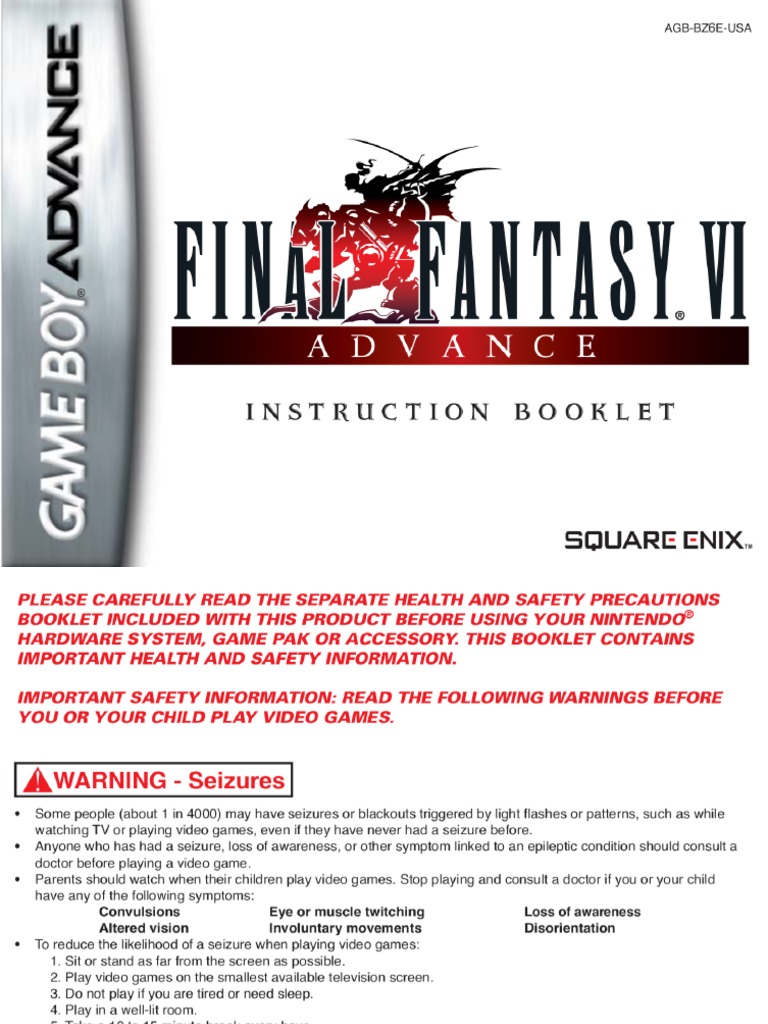 Final Fantasy VI Advance User Guide | PDF
