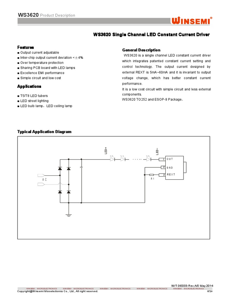 WS3620-LED Coor Const LAMP - Winsemi | PDF | Capacitor | Electric Power