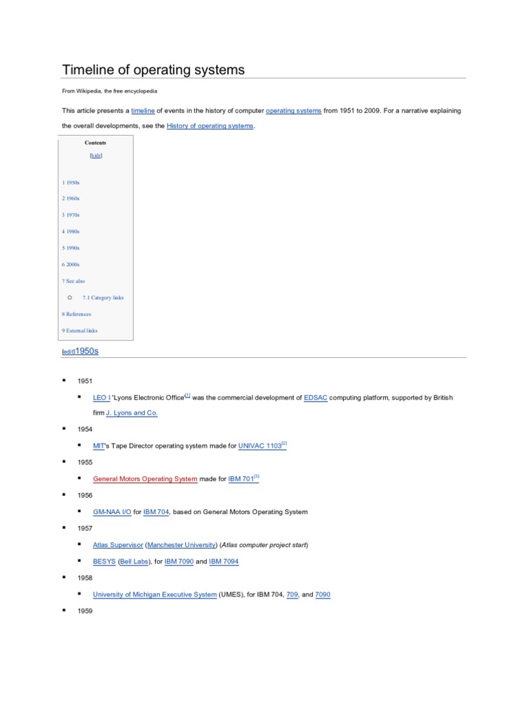 History of Operating Systems Timeline | PDF | Operating System ...