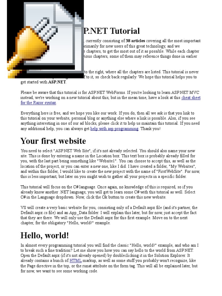 Cheat Sheet For The Razor Syntax: Object 2 | PDF | World Wide Web ...