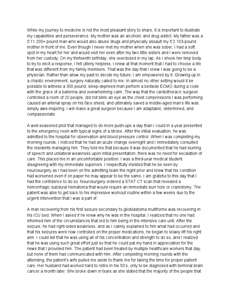 Surgery Personal Statement | PDF | Surgery | Patient