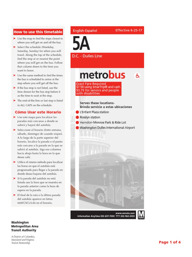 5A Bus Schedule | PDF | Vehículos | Transporte de tierra