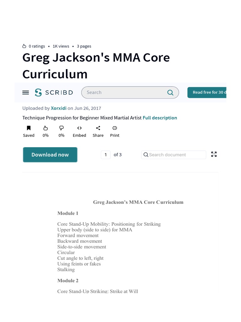 Original Title: Greg Jackson's MMA Core Curriculum | PDF | Mixed ...