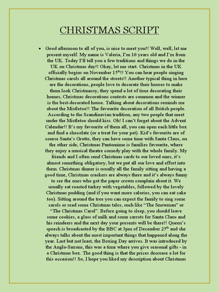Christmas Script | Download Free PDF | Christmas | Christmas And ...