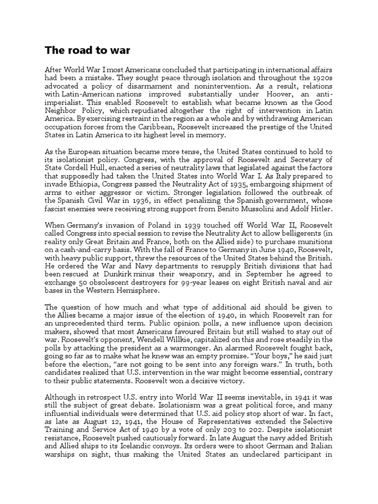 Us in Wwii | PDF | Franklin D. Roosevelt | Attack On Pearl Harbor