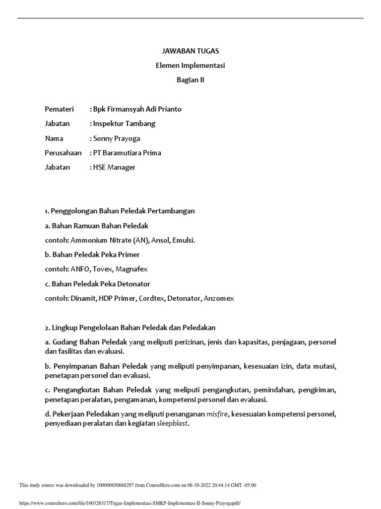 Tugas Implementasi SMKP Implementasi II Sonny Prayoga PDF | PDF