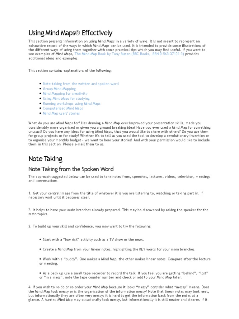Using Mind Maps | PDF | Mind | Thought