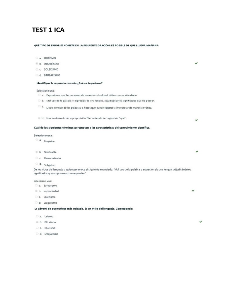 Test Ica 1,2,3,4 Unido 2022 | PDF | Comunicación | Habla